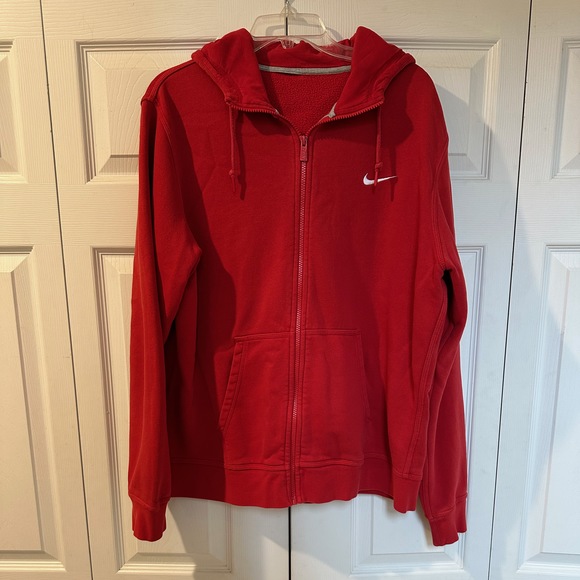 Nike | Sweaters | Nike Red Zip Up Hoodie | Poshmark